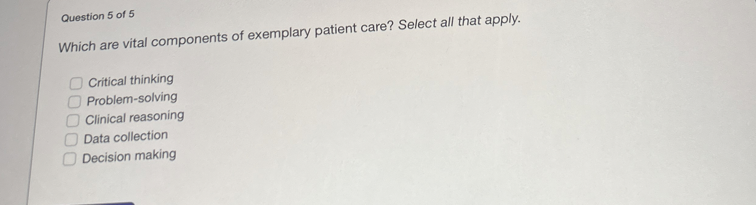 Solved Question 5 ﻿of 5Which are vital components of | Chegg.com