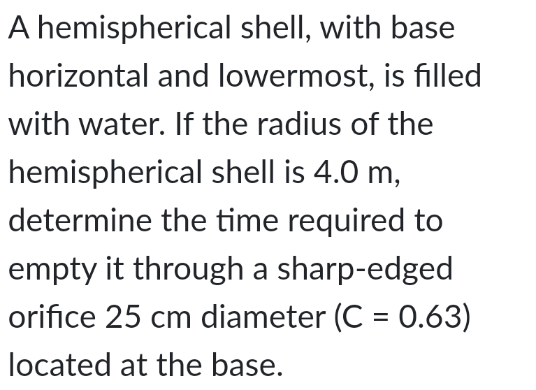 Solved A hemispherical shell, with base horizontal and | Chegg.com