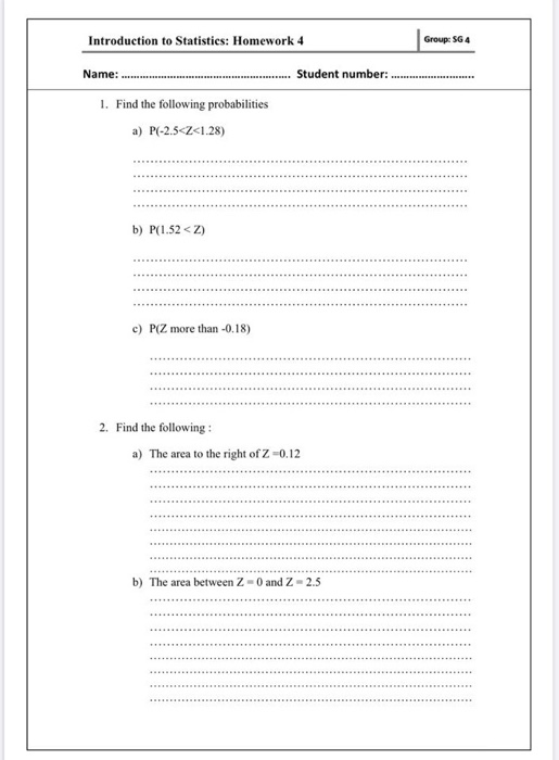 Solved Introduction to Statistics: Homework 4 Name: | Chegg.com