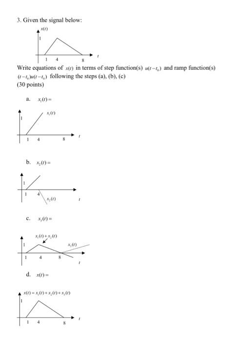 Solved 3. Given the signal below: Write equations of x(t) in | Chegg.com
