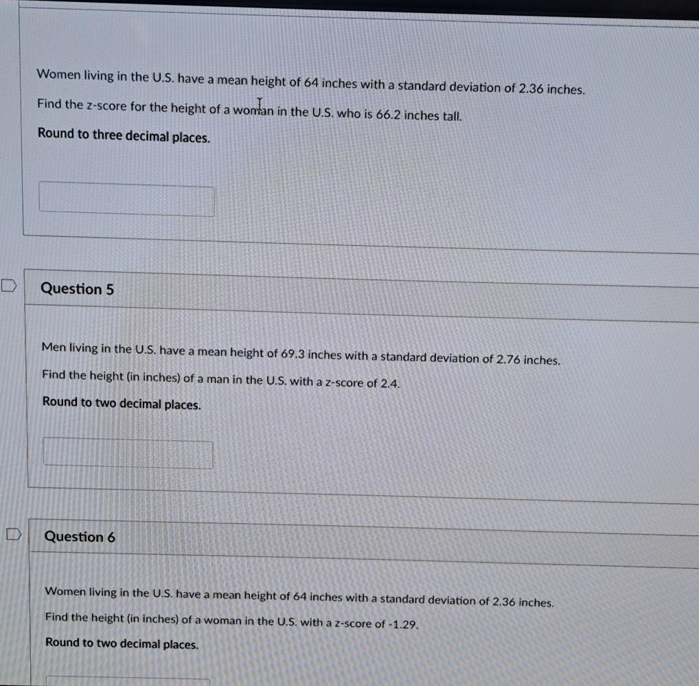 Solved Women living in the U.S. have a mean height of 64 | Chegg.com