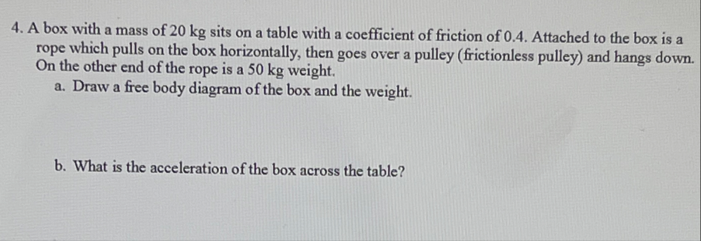 Solved A box with a mass of 20 ﻿kg sits on a table with a | Chegg.com