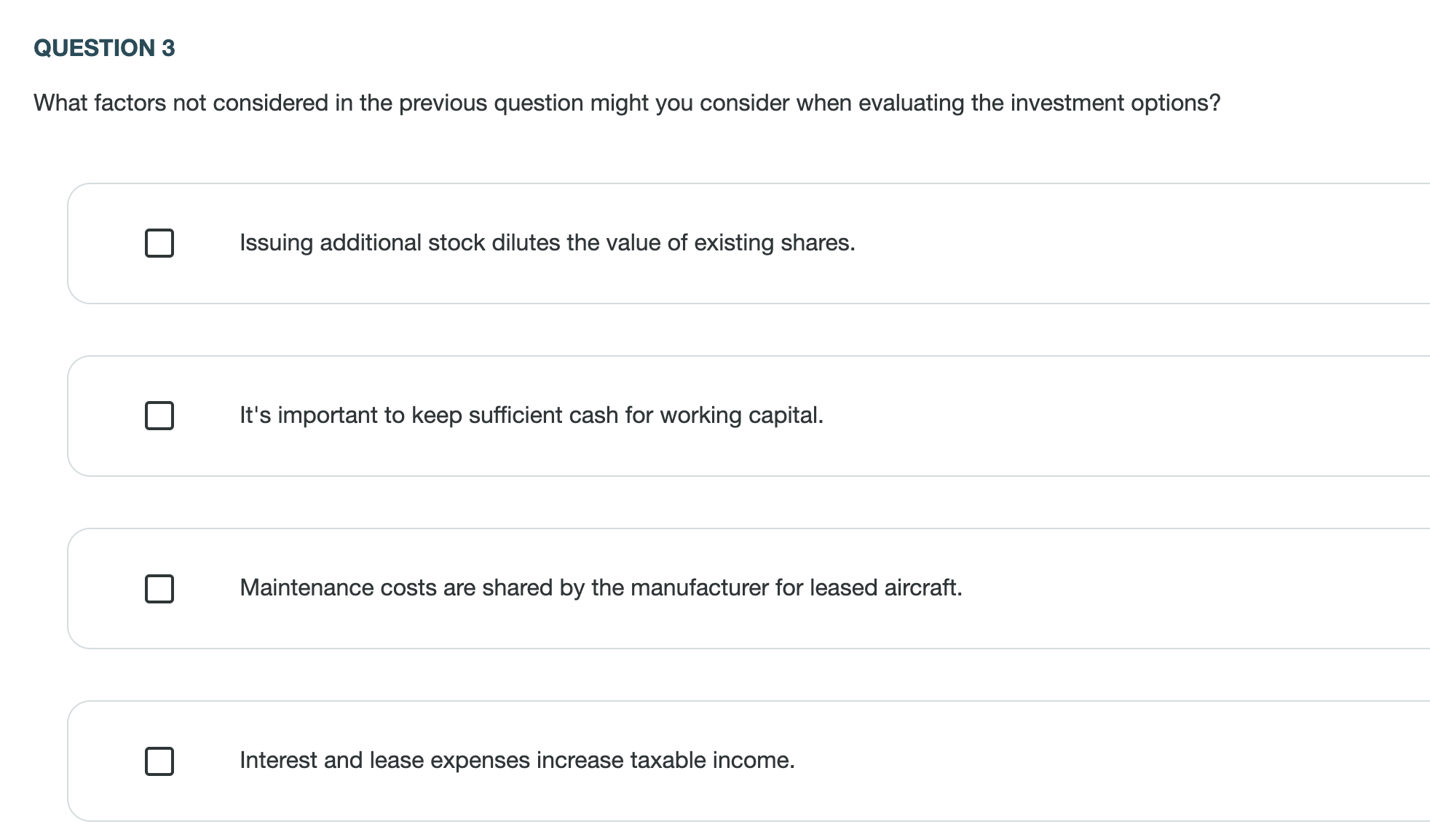 Solved QUESTION 3What factors not considered in the previous | Chegg.com