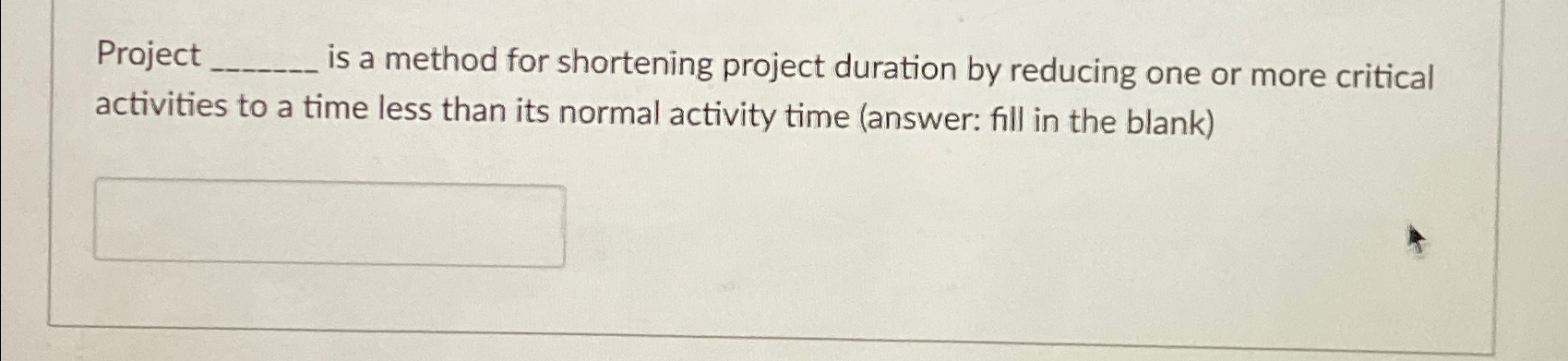 Solved Project is a method for shortening project duration | Chegg.com