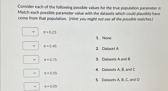 Consider each of the following possible values for | Chegg.com
