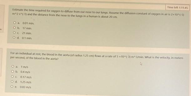 Solved Estimate the time required for oxygen to diffuse from | Chegg.com