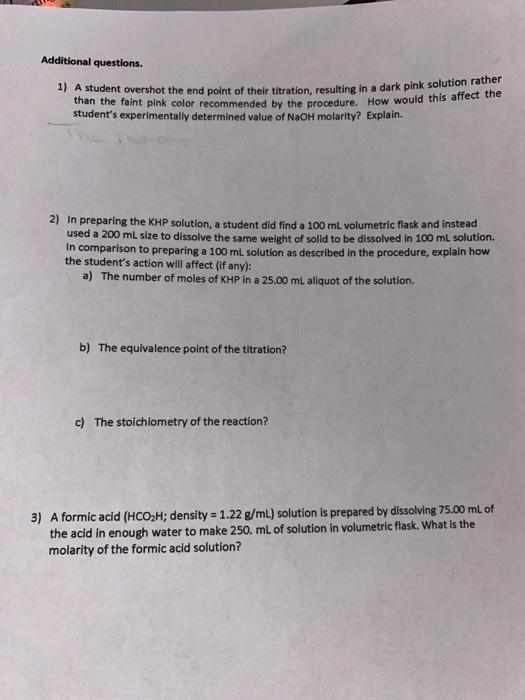 Solved Prelab Calculations: In the space below, calculate | Chegg.com