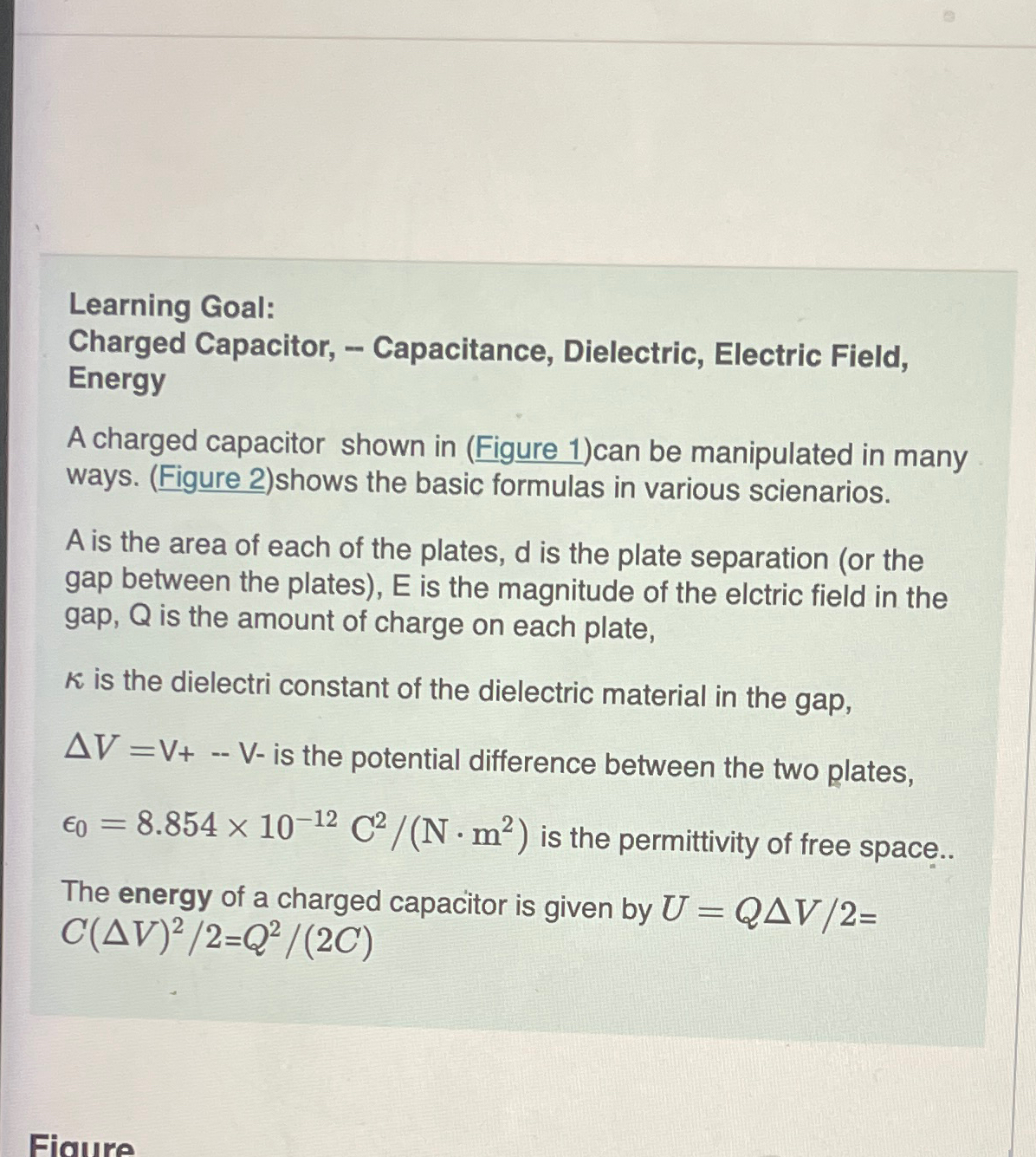 Solved Learning Goal:Charged Capacitor, - ﻿Capacitance, | Chegg.com