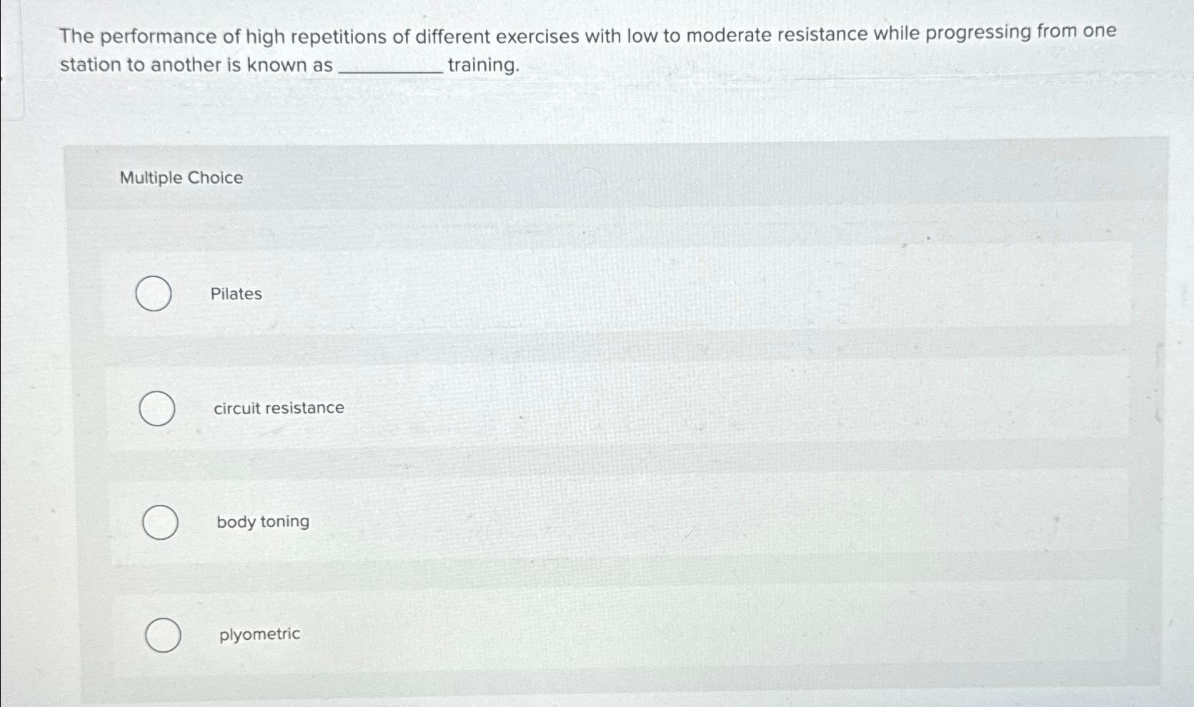 Solved The performance of high repetitions of different | Chegg.com