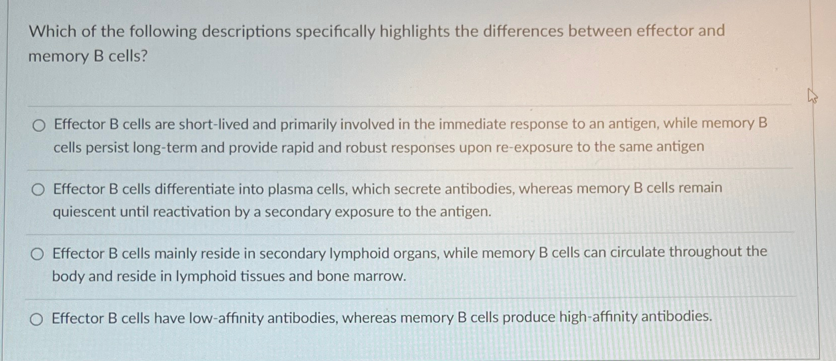Solved Which of the following descriptions specifically | Chegg.com