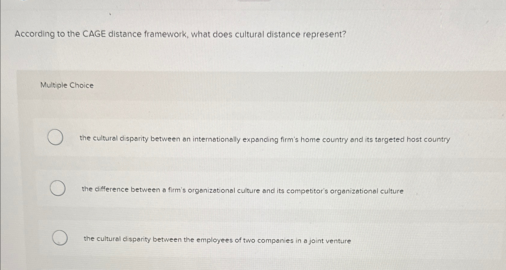 Solved According to the CAGE distance framework, what does | Chegg.com