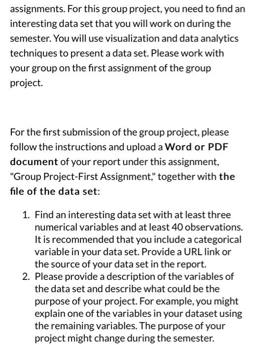 Solved assignments. For this group project, you need to find | Chegg.com