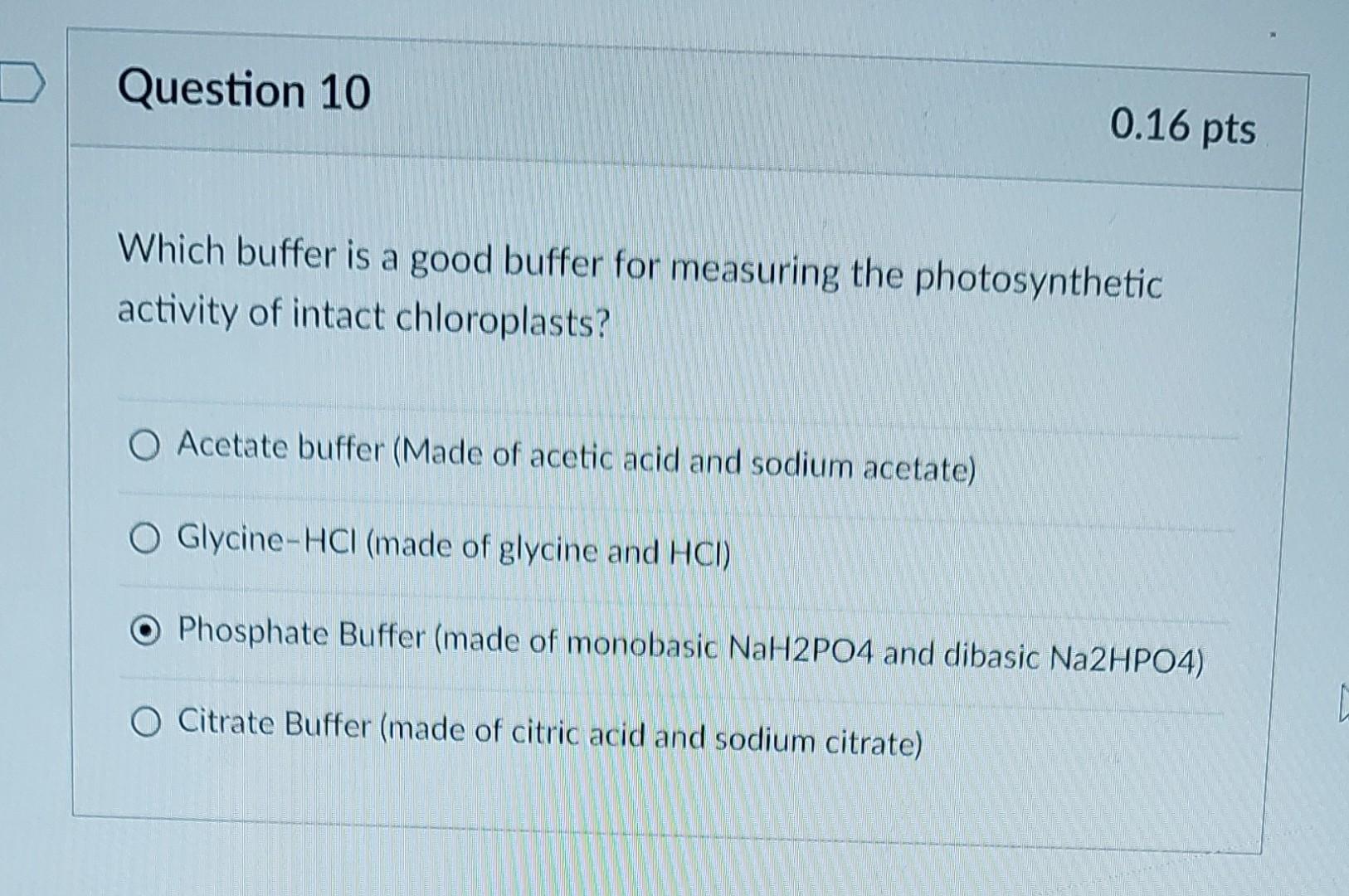Solved Which buffer is a good buffer for measuring the | Chegg.com