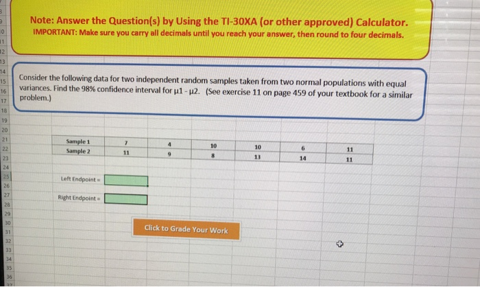 Solved Note: Answer the Question(s) by Using the TI-30XA (or | Chegg.com