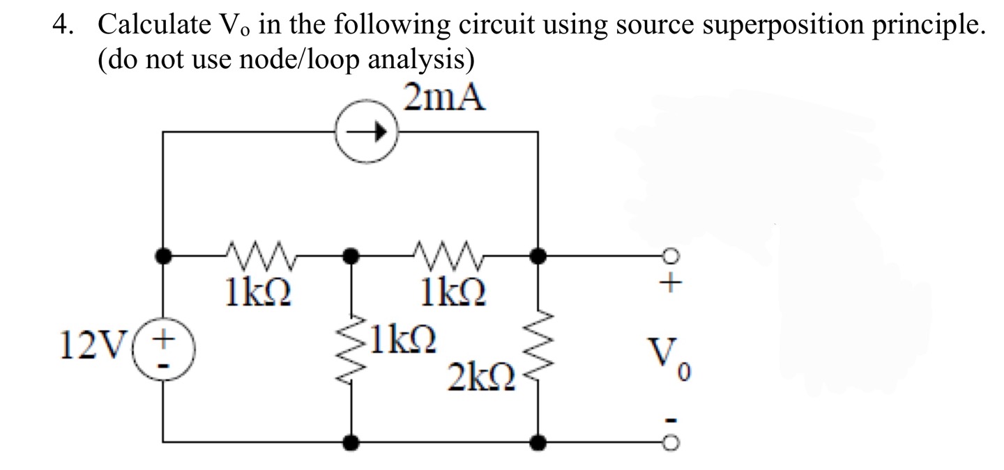 Solved Calculate Vo ﻿in the following circuit using source | Chegg.com