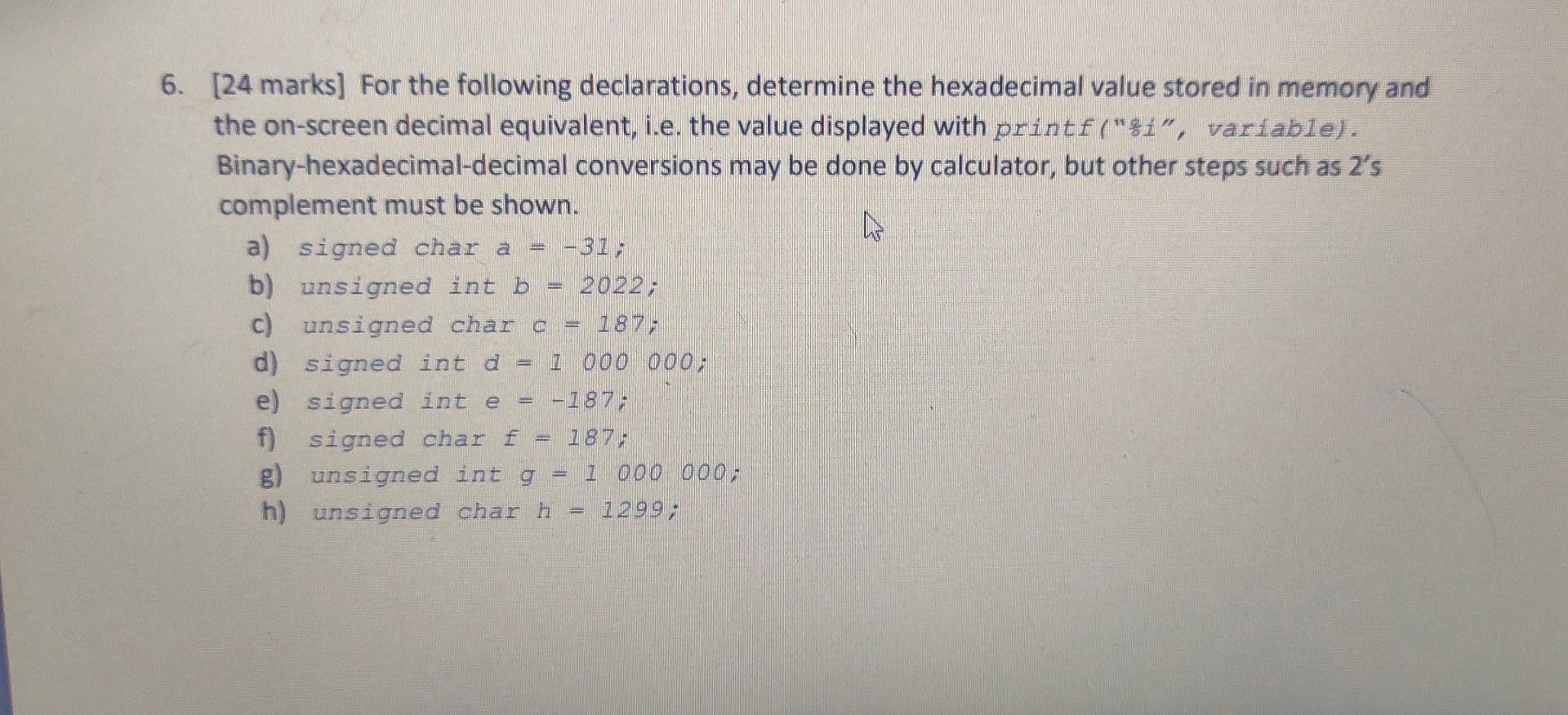 Solved 6. [24 marks] For the following declarations, | Chegg.com
