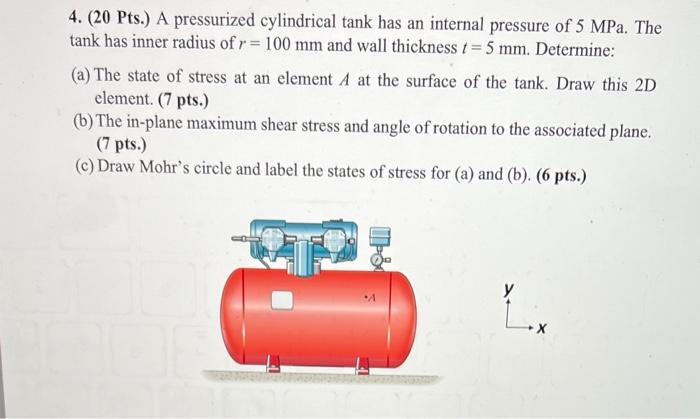 Solved 4. (20 Pts.) A pressurized cylindrical tank has an | Chegg.com