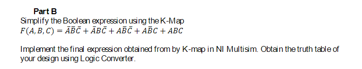 Solved Part BSimplify the Boolean expression using the | Chegg.com