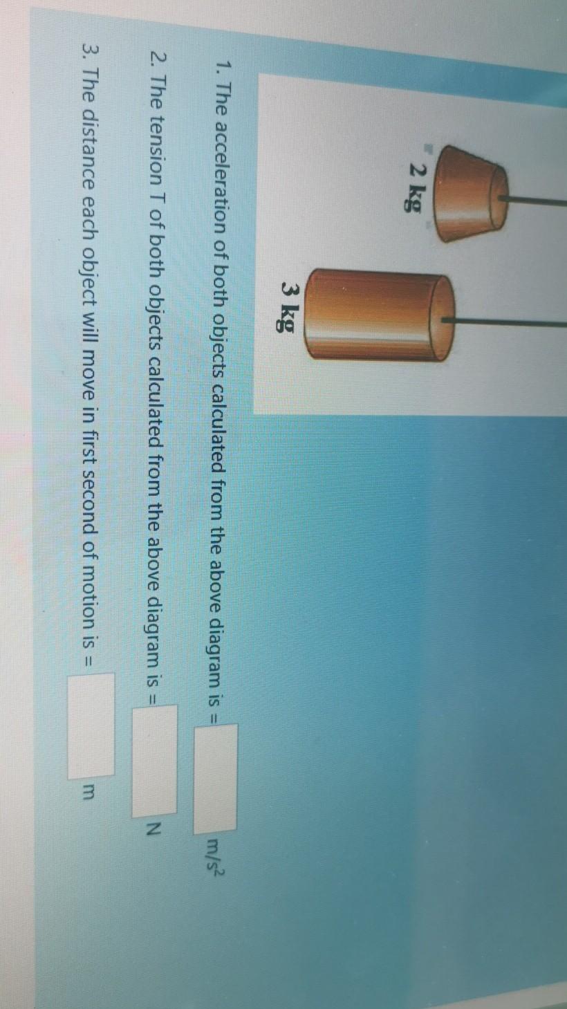 Solved Two Objects With Masses 2kg And 3kg Are Connected By