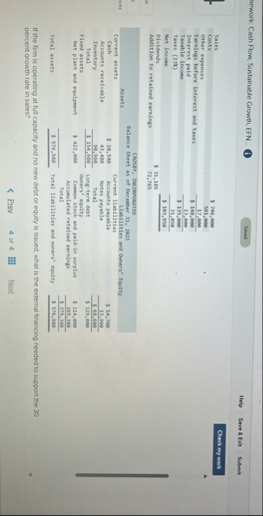 Solved The most recent financial statements for Crosby, | Chegg.com