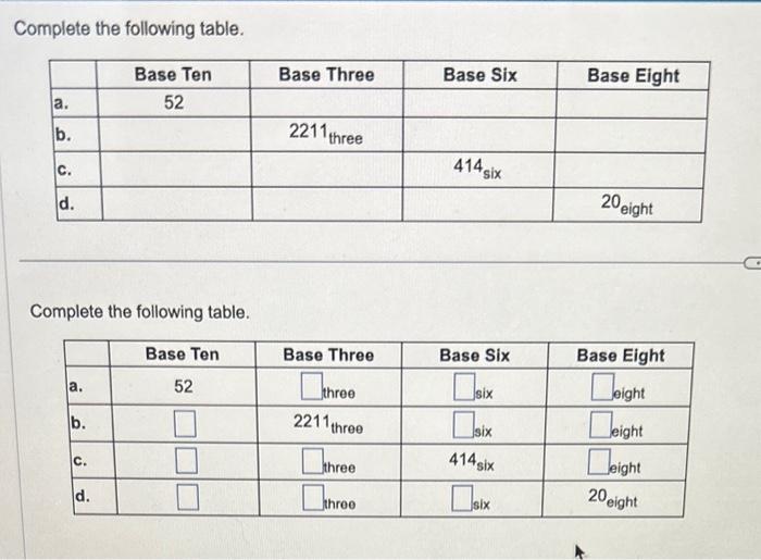 Solved Convert the following base-ten numerals to a numeral | Chegg.com