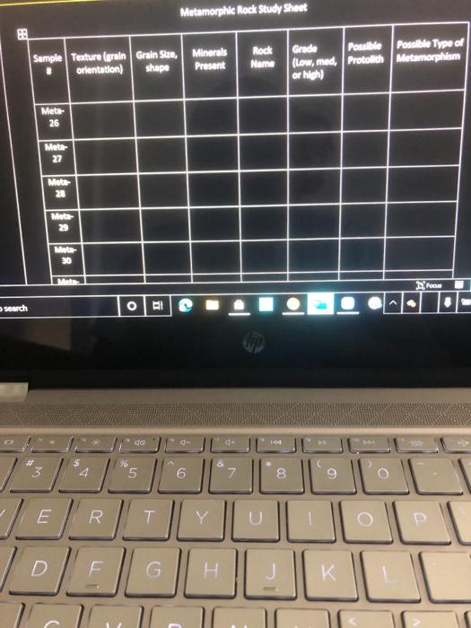 Metamorphic Rock Study Sheet Sample Texture (grain | Chegg.com