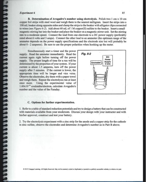Experiment 6 ELECTROCHEMISTRY Learning Objectives | Chegg.com