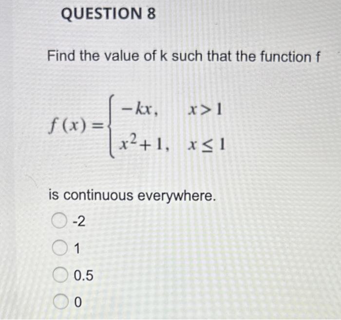 Solved Find the value of k such that the function f | Chegg.com