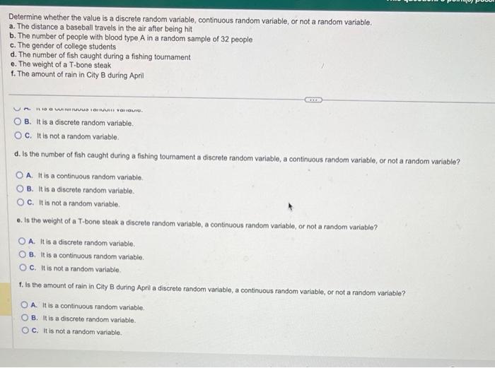 Solved Determine whether the value is a discrete random | Chegg.com
