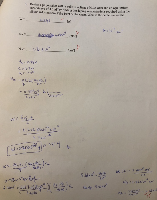 Solved 3. Design a pn junction with a built-in voltage of | Chegg.com