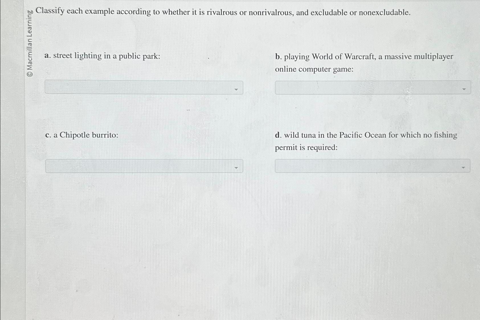 Solved () ๓ ﻿ Classify each example according to whether it | Chegg.com