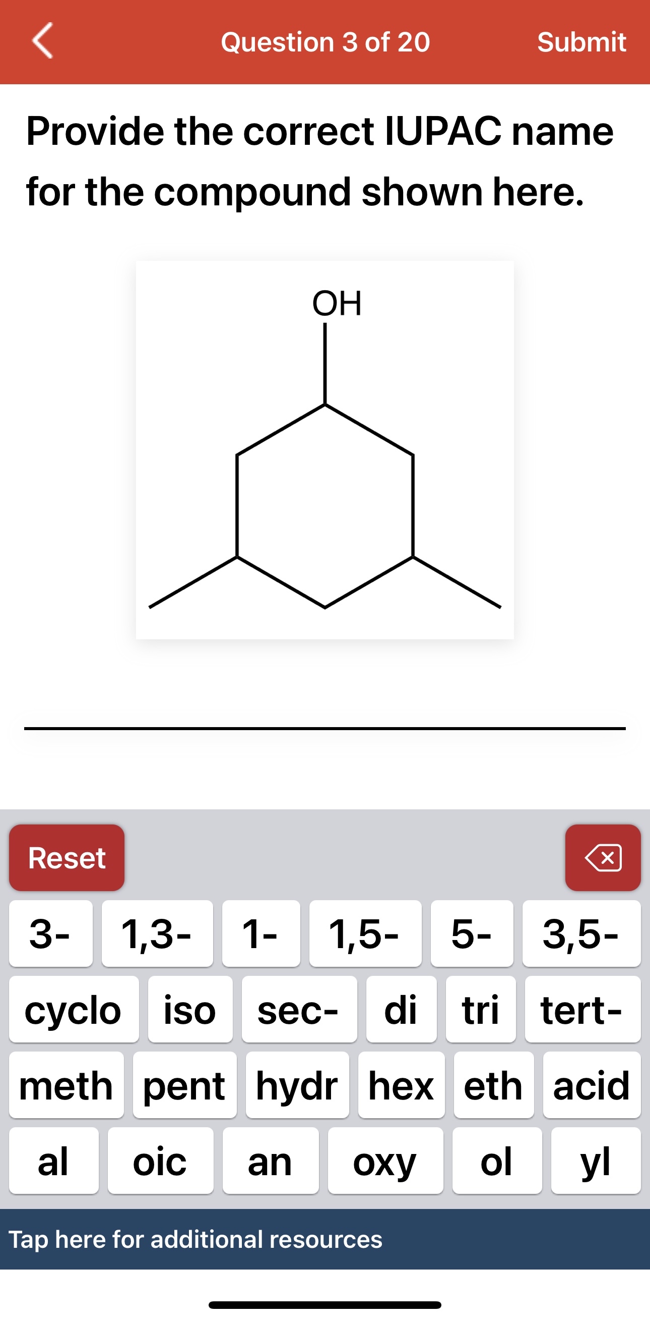 Solved by an EXPERT Question 3 ﻿of 20SubmitProvide the correct IUPAC name | Chegg.com
