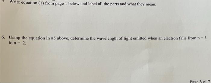 Solved Write equation (1) from page 1 below and label all | Chegg.com