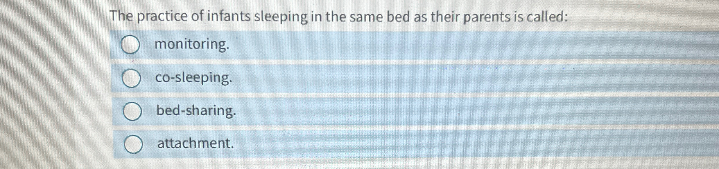 Solved The practice of infants sleeping in the same bed as | Chegg.com