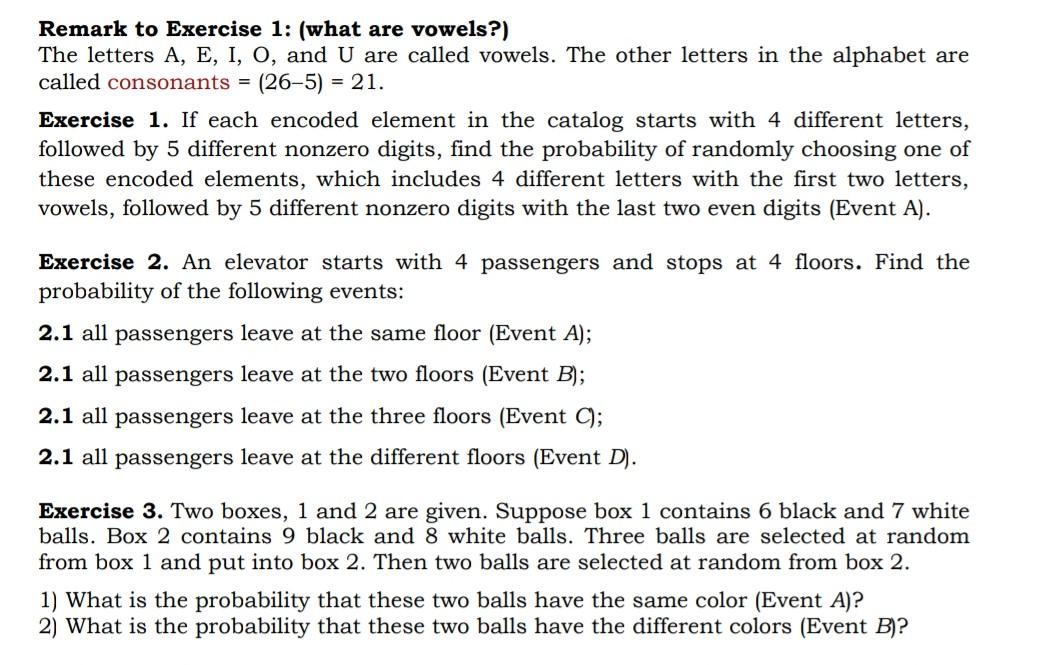 Solved Remark to Exercise 1: (what are vowels?) The letters | Chegg.com