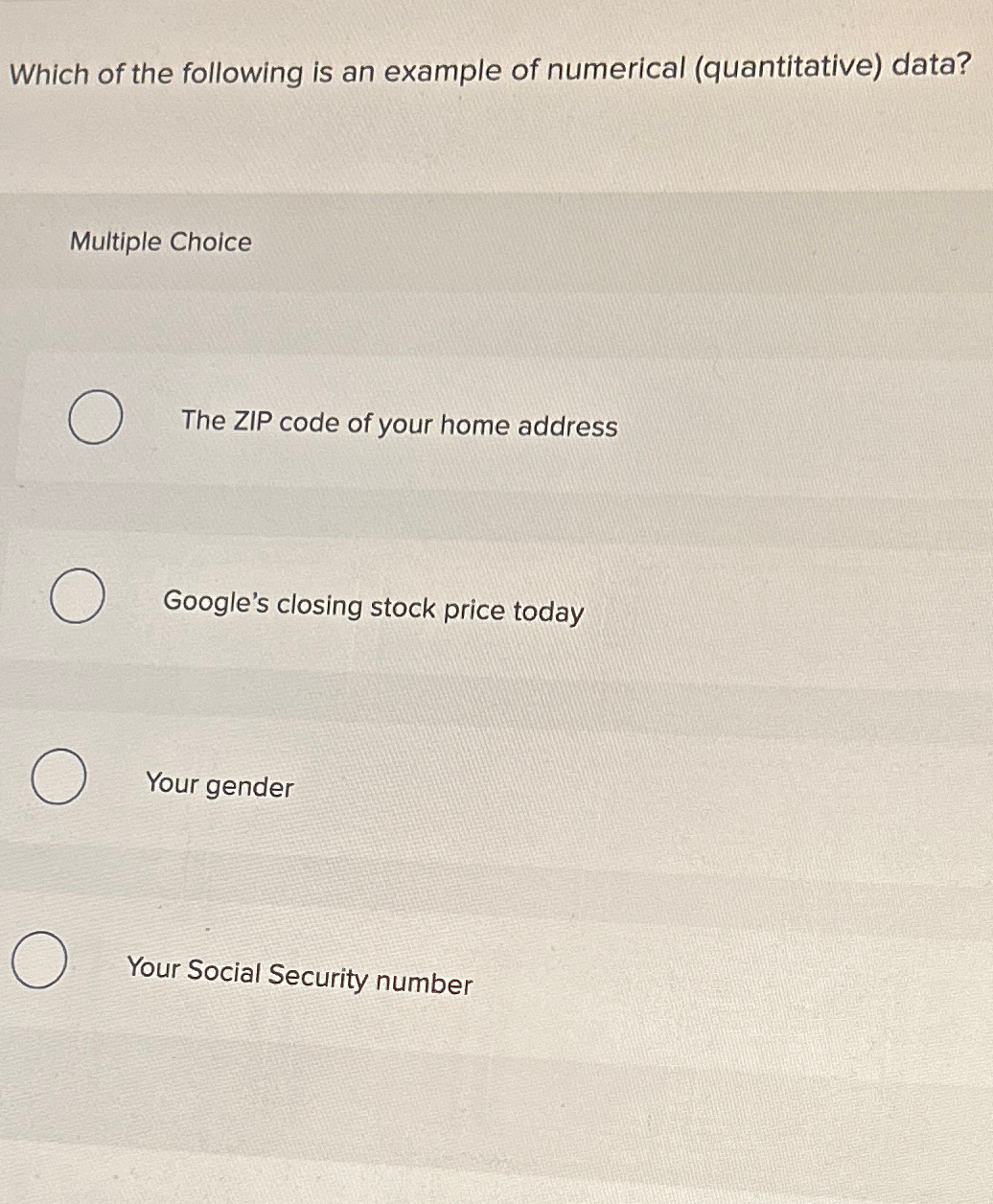 Solved Which of the following is an example of numerical | Chegg.com