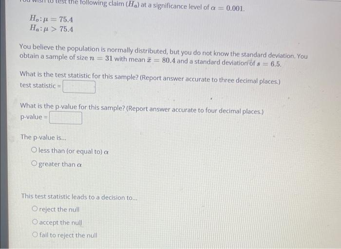 Solved Suppose you are conducting the following hypothesis | Chegg.com