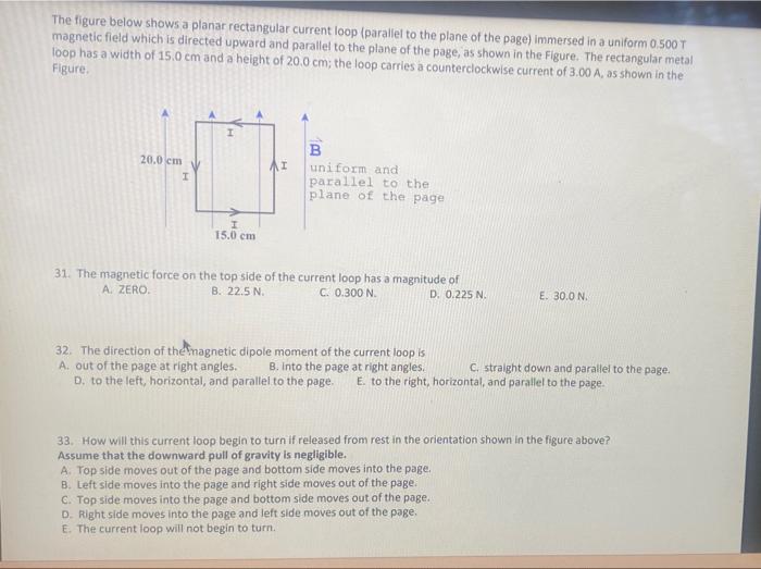 Solved The figure below shows a planar rectangular current | Chegg.com