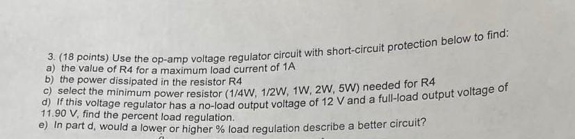 3. (18 points) Use the op-amp voltage regulator | Chegg.com