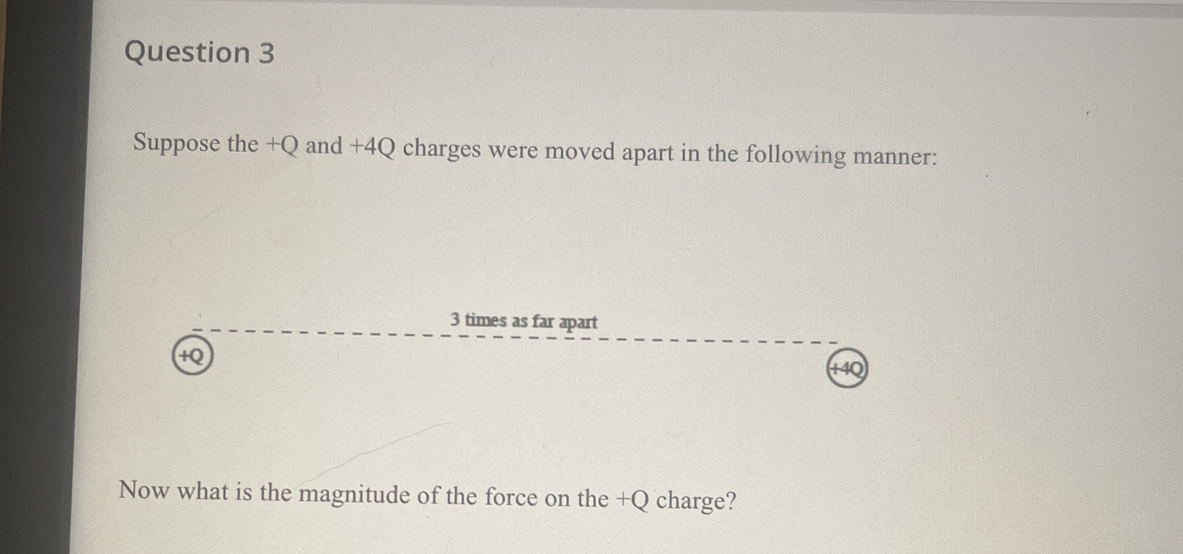 Solved Suppose the +Q ﻿and +4Q ﻿charges were moved apart in | Chegg.com