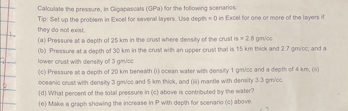 Solved Calculate the pressure, in Gigapascals (GPa) for the | Chegg.com