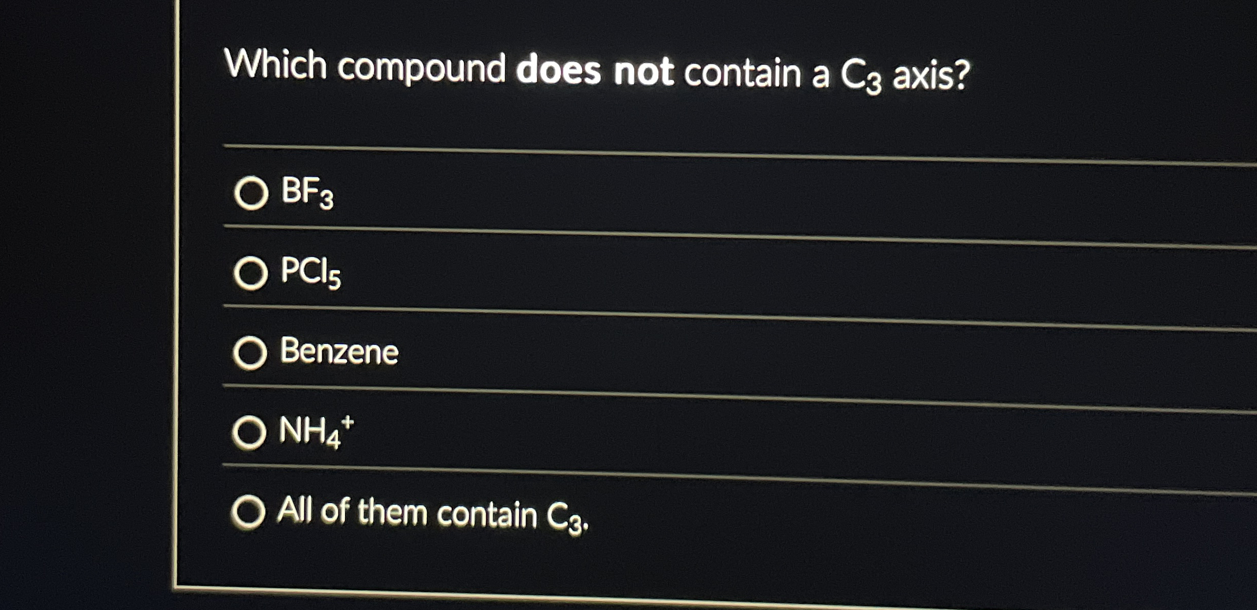 Solved Which compound does not contain a C3 | Chegg.com