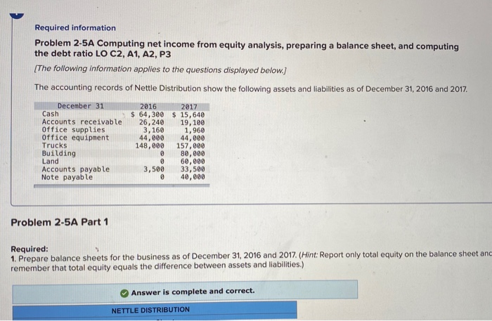 Solved Required information Problem 2-5A Computing net | Chegg.com
