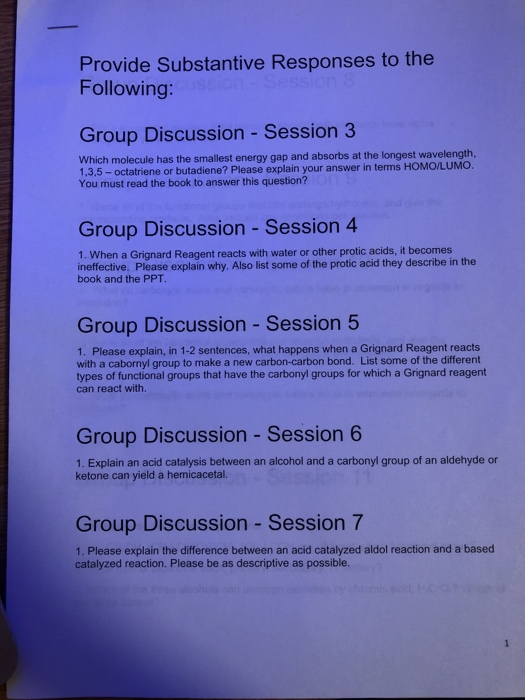 Solved Provide Substantive Responses to the Following: | Chegg.com