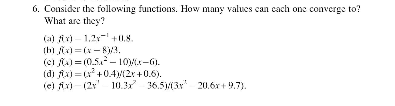 6. Consider the following functions. How many values | Chegg.com