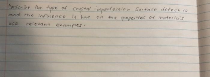 Solved Describe the type of crystal imperfection Surface | Chegg.com