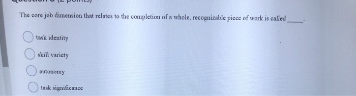 Solved The core job dimension that relates to the completion | Chegg.com