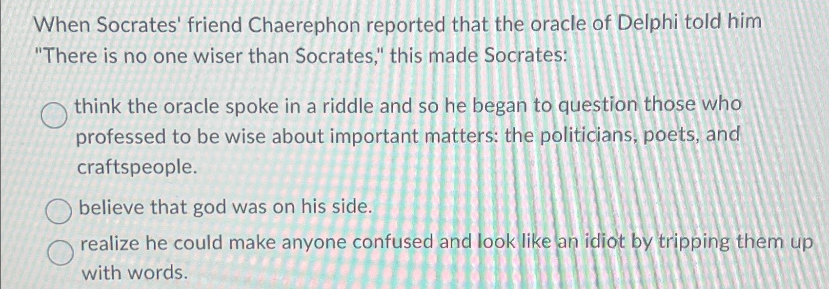 Solved When Socrates' friend Chaerephon reported that the | Chegg.com