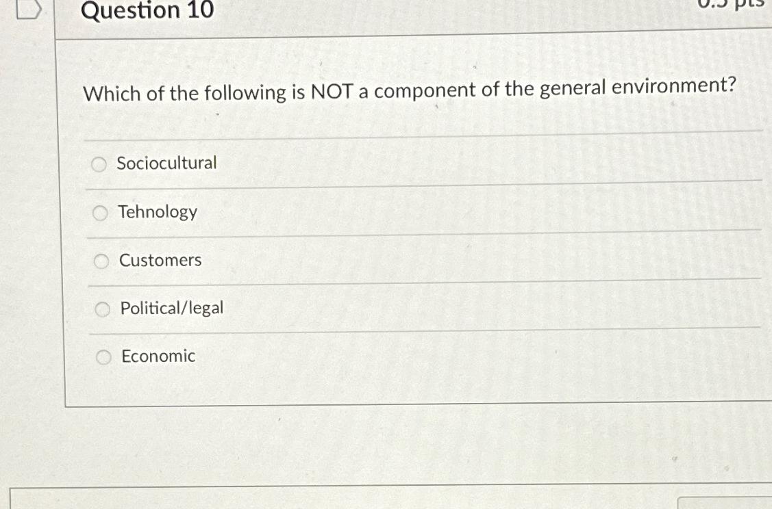 Solved Question 10Which of the following is NOT a component | Chegg.com