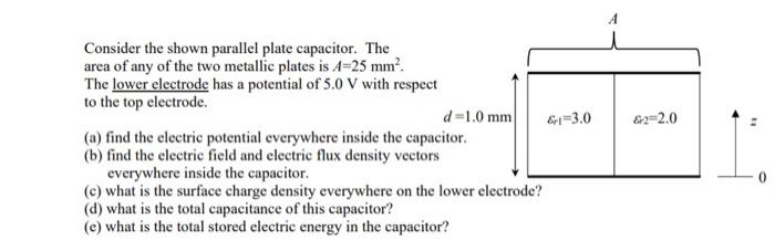 Solved &2-2.0 Consider the shown parallel plate capacitor. | Chegg.com